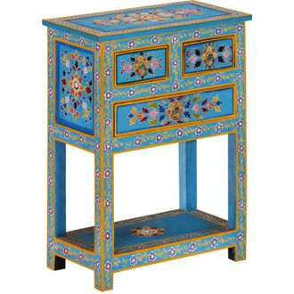 Les Tendances Buffet turquoise 55x30x76 bois massif de manguier