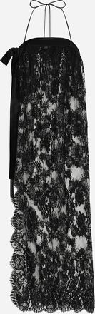 Dolce & Gabbana Longuette-kleid Aus Chantilly-spitze Mit Details Aus Satin - Frau Kleider Schwarz 42