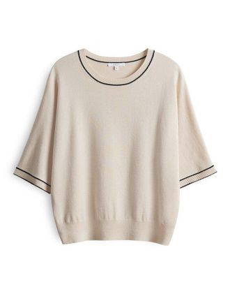 OPUS Strickpullover Prepi aus Viskose Mix Regular Fit kurzer Fledermaus&auml;rmel, weicher Griff, kontrastreiche N&auml;hte