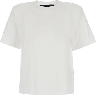 Federica Tosi Femme, Tops, Blanc, Taille: 38 FR T-shirt &agrave; col rond avec &eacute;paulettes