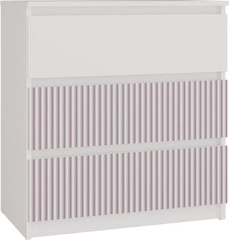 Topeshop Cdf Kommode Malwa M3 Farbe: Wei&szlig;/Rosa Schrank f&uuml;r Dokumente, Kleinigkeiten Ideal f&uuml;r Wohnzimmer, Schlafzimmer, Kinderzimmer, Jugendzimmer 3 ger&auml;umige