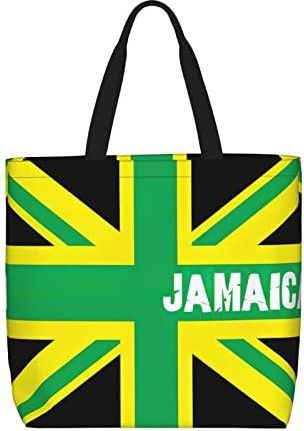 Generic Sac Fourre-Tout Drapeau De La Jama&iuml;que Sac Biblioth&egrave;que R&eacute;utilisable De Grande Capacit&eacute; Sacs En Toile Pour Femmes, Pour Shopping, Tous Les Jours, Bure