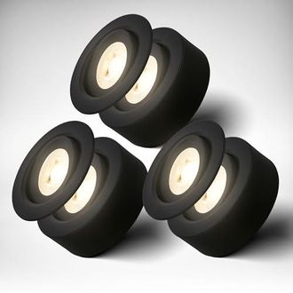 B.K.Licht 3er Set 2 in 1 LED Aufbauspots und Einbaustrahler schwenkbar, warmwei&szlig;es Licht, flach, Deckenspots, LED Spots 230V, Einbauleuchten, Einbauspots, 68mm 