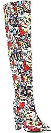 Generic Rouge,40 EU,Bottes Hautes en Daim Extensibles pour Femmes, Cuissardes au-Dessus du Genou, Talons épais, Bout Pointu, à Enfiler, Style Mollet Large, Bo