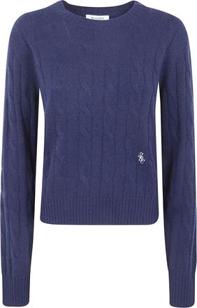 Sporty & Rich Femme, Pulls, Bleu, Taille: 40 FR SRC Cableknit Cashmere Sweater