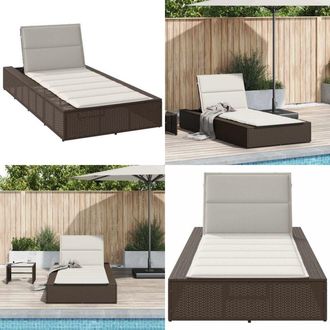 vidaXL Sonnenliege mit schwebender Auflage Braun Poly Rattan - Vidaxl