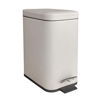 Relaxdays M&uuml;lleimer Bad, 5 Liter, Kosmetikeimer mit Soft-Close, Matte Optik, entnehmbarer Inneneimer, Treteimer, beige