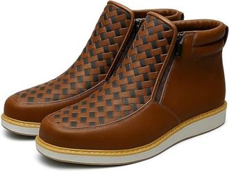 Generic Bottes de cowboy occidentales fabriquées à la main pour homme, bout carré, chaussures de travail orthopédiques en cuir tissées à la main avec fermetur