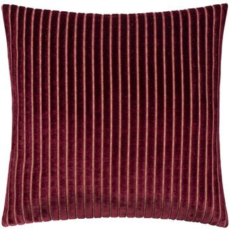 Riva Paoletti Savoy Stripe Kissenbezug - Wendbares, weiches, strukturiertes Samt-Dekokissen f&uuml;r Sofas, Betten und Sessel (Burgunderrot - 50x50cm)