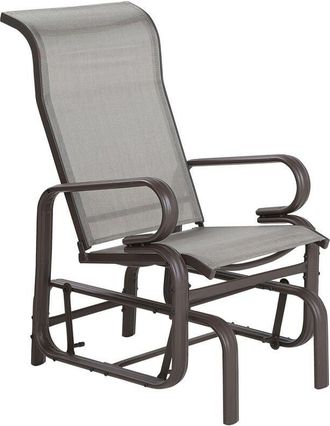 Beliani Chaise Fauteuil &agrave; Bascule en Aluminium et Textile Marron Confortable Durable et &Eacute;l&eacute;gante pour Salon Jardin ou Terrasse au Style Moderne Beliani