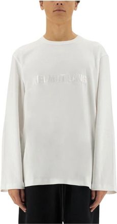 Helmut Lang Langarm-Logo-T-Shirt - - Tops - Herren - Wei&szlig; - XL