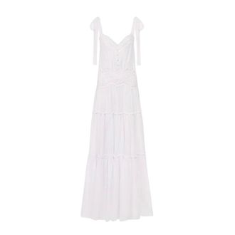 Chlo&eacute; Robe Longue &Eacute;tag&eacute;e en Voile de Coton - Femme - Robes - Blanc - Taille: 36 FR