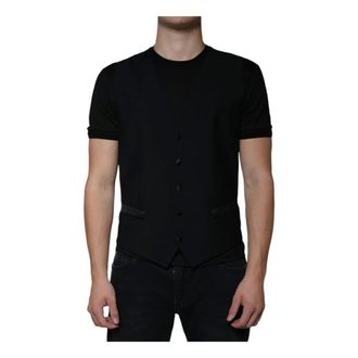 Dolce & Gabbana Homme, Costumes, Noir, Taille: L Gilet de robe formel en laine noire