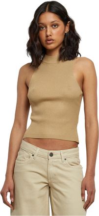 Urban Classics Damen Ladies Short Rib Knit Turtleneck Top T-Shirt, unionbeige, XXL