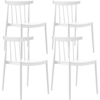 Oviala Lot de 4 chaises de terrasse blanc en plastique