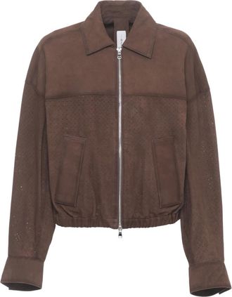 Bully Femme, Vestes, Brun, Taille: 44 FR Veste en cuir su&eacute;d&eacute;