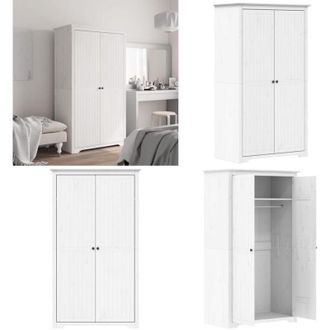 vidaXL Kleiderschrank bodo Wei&szlig; 99x53,5x173 cm Massivholz Kiefer - K&uuml;chenschrank - Schlafzimmerm&ouml;bel - Garderobe - Kleiderschrank Wei&szlig; - Massiver Holzkasten