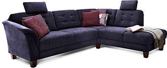 Cavadore Cavadore Ecksofa Trond mit Federkern / Sofa L-Form im Landhausstil mit Ottomanen rechts und verstellbaren Kopfstützen / 260 x 89 x 214 / Webstoff dunk