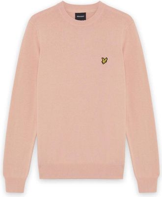 Lyle & Scott Homme, Pulls, Rose, Taille: L Pull Ras du Cou en Coton Mid Knits