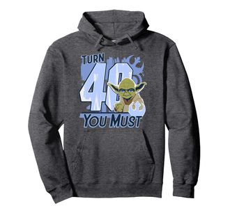 Star Wars Yoda Turn 40 You Must Rebel Logo Portrait Pullover Hoodie