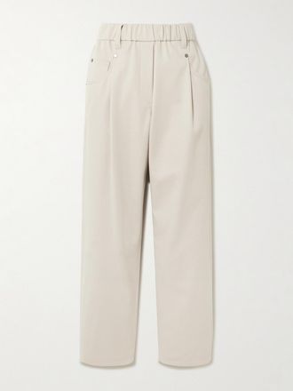 Brunello Cucinelli Pantalon Fusel&eacute; En Serge De Coton M&eacute;lang&eacute; - Blanc cass&eacute;