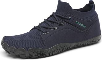 Saguaro Unisex Barfußschuhe für Herren Damen Fitnessschuhe Atmungsaktiv rutschfest Traillaufschuhe Mid Top Zehenschuhe mit Breite Zehenbox Blau 42 EU