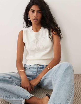Calvin Klein Jeans D&eacute;bardeur &agrave; logo - Blanc cass&eacute;