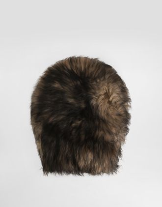 Dolce & Gabbana Lambskin Fur Hat - Frau H&uuml;te Und Handschuhe Braun 58