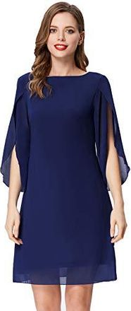 Grace Karin Robe dété de Plage pour Femme Robe en Mousseline de Soie Manches Longues 3/4 Design Fendue Cocktail et Soirée CL010888-6_3XL,Violet-a