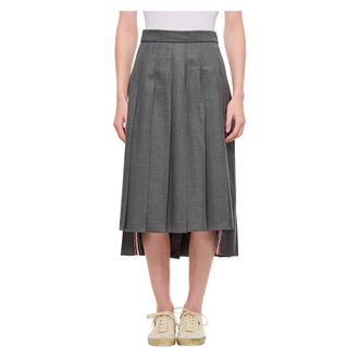 Thom Browne Femme, Jupes, Gris, Taille: 38 FR Twill Midi Pleated Skirt