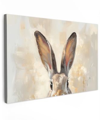 MuchoWow &copy; Wandbilder Gro&szlig; 120x80 cm XXL Wohnzimmer Wanddeko Schlafzimmer Zimmerdeko Wandgem&auml;lde Zimmer Deko auf Wand Dekoration Wall Art Hase - Ohren - Braun