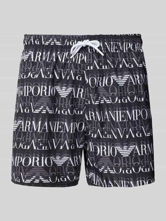 Emporio Armani Regular Fit Badeshorts mit Label-Print