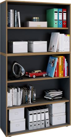 VCM Holzregal stehend | platzsparender Aktenschrank | Maße ca. B. 100 x H. 183 x T. 33 cm | Elegantes Regal | Büroregal - Salia 5fach B. 100 cm