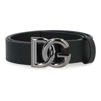 Dolce & Gabbana Kalbsleder Logo G&uuml;rtel - - Accessories - Herren - Schwarzk - 95 CM