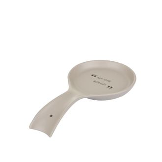 KASANOVA Kochl&ouml;ffelablage schwarz mit Schriftzug 22 cm aus Steingut