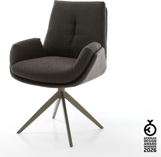 DELIFE Drehstuhl Clea-Flex Materialmix Schwarz Kreuzgestell breit Effektfinish Titan 360&deg; drehbar Wippfunktion, Esszimmerst&uuml;hle