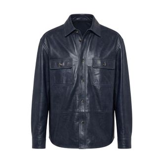 Loewe Homme, Vestes, Bleu, Taille: M Chemise surdimensionn&eacute;e en cuir dagneau Nappa
