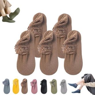 Generic Deliberath Chaussettes chaudes en dentelle pour lautomne et lhiver - Couleur unie - Antidérapantes - Confortables et jolies pour femme, 5 pièces - F, 