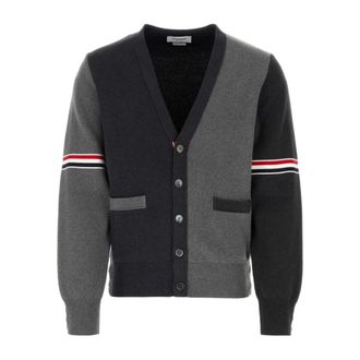 Thom Browne Stilvolle zweifarbige Baumwoll-Strickjacke - - Knitwear - Herren - Mehrfarbig - 2XL