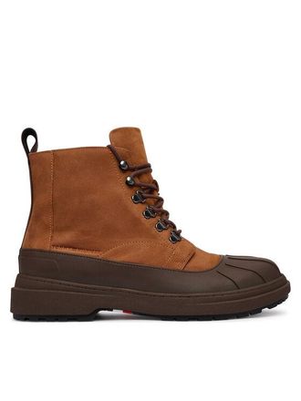 Tommy Hilfiger Schn&uuml;rschuhe Outdoor Rubber Lth Boot Wpm FM0FM05957 Braun