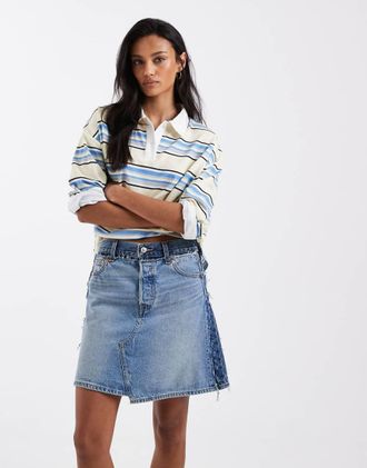 Levi's Mini-jupe en jean &agrave; bords effiloch&eacute;s - Bleu d&eacute;lav&eacute; clair