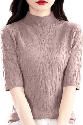 Generic 2026 Printemps Automne Hiver Pull Tricot&eacute; Semi Haut Tricot Pull Slim Fit C&ocirc;tel&eacute; Texture Polyvalente Chemisier D&eacute;contract&eacute;, kaki, XXL