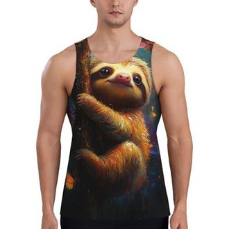 Generic D&eacute;bardeur respirant &agrave; s&eacute;chage rapide sans manches pour homme pour entra&icirc;nement &agrave; la plage S &agrave; 4XL, Fleurs paresseux mignons 16, 4XL