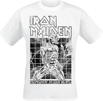 Iron Maiden Sit Tour 86/87 Homme T-Shirt Manches Courtes Blanc XL 100% Coton Regular/Coupe Standard