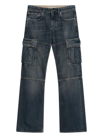 Balenciaga jean &agrave; patch logo - Bleu