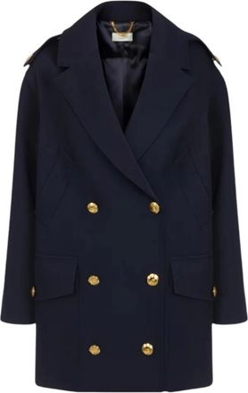 Elisabetta Franchi Manteau Double Boutonnage en N&eacute;opr&egrave;ne - Femme - Manteaux - Bleu - Taille: 40 FR