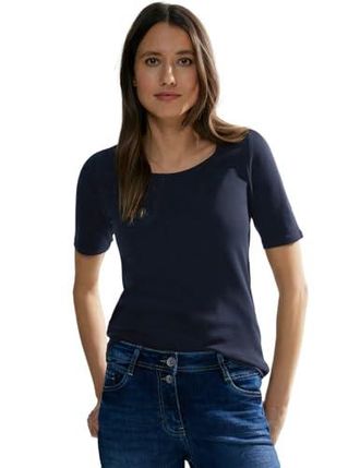 Cecil 311780 Lena B317515 T-Shirt Basique en Coton, Bleu Universel, S Femme, Universal Blue, S Womens