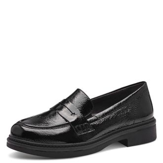 Tamaris Comfort Damen Slipper aus Leder Elegant, Schwarz (Black Patent), 39 EU