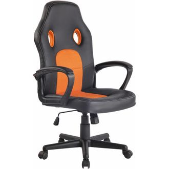 Clp Design sportif de chaise de bureau en cuir eco avec roues hauteur réglable différentes couleurs Couleur : Noir et orange