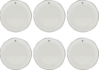 Bastion Collections 6er Set Dessertteller Heart mit schwarzem Herz 16cm